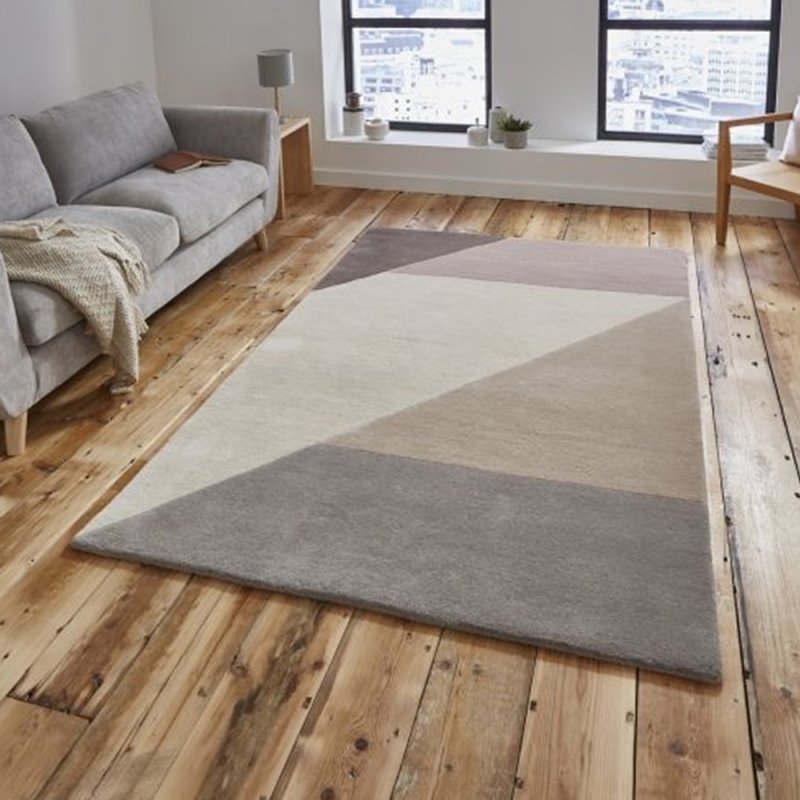 Tapis moderne en laine beige et gris - Inspiration Luxe